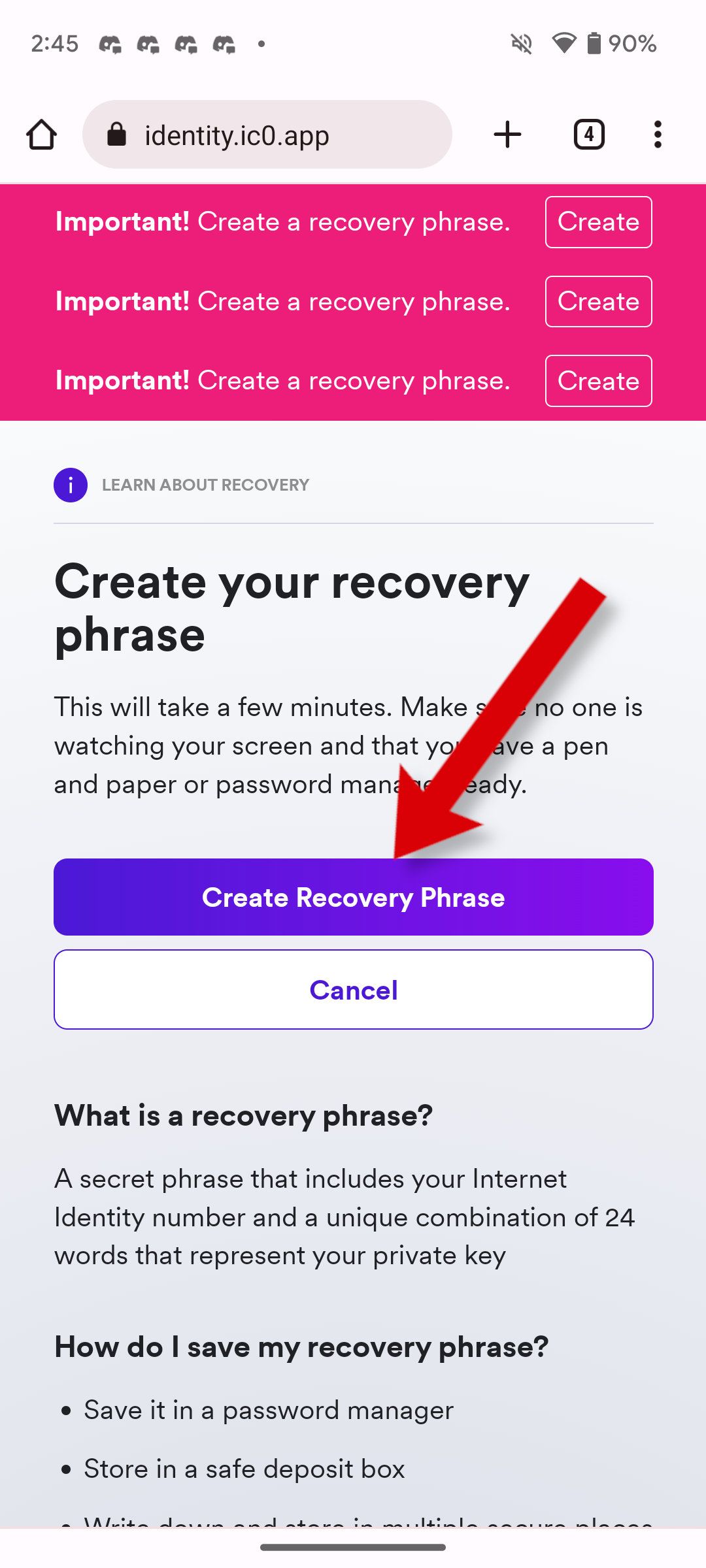 How to create an Internet Identity