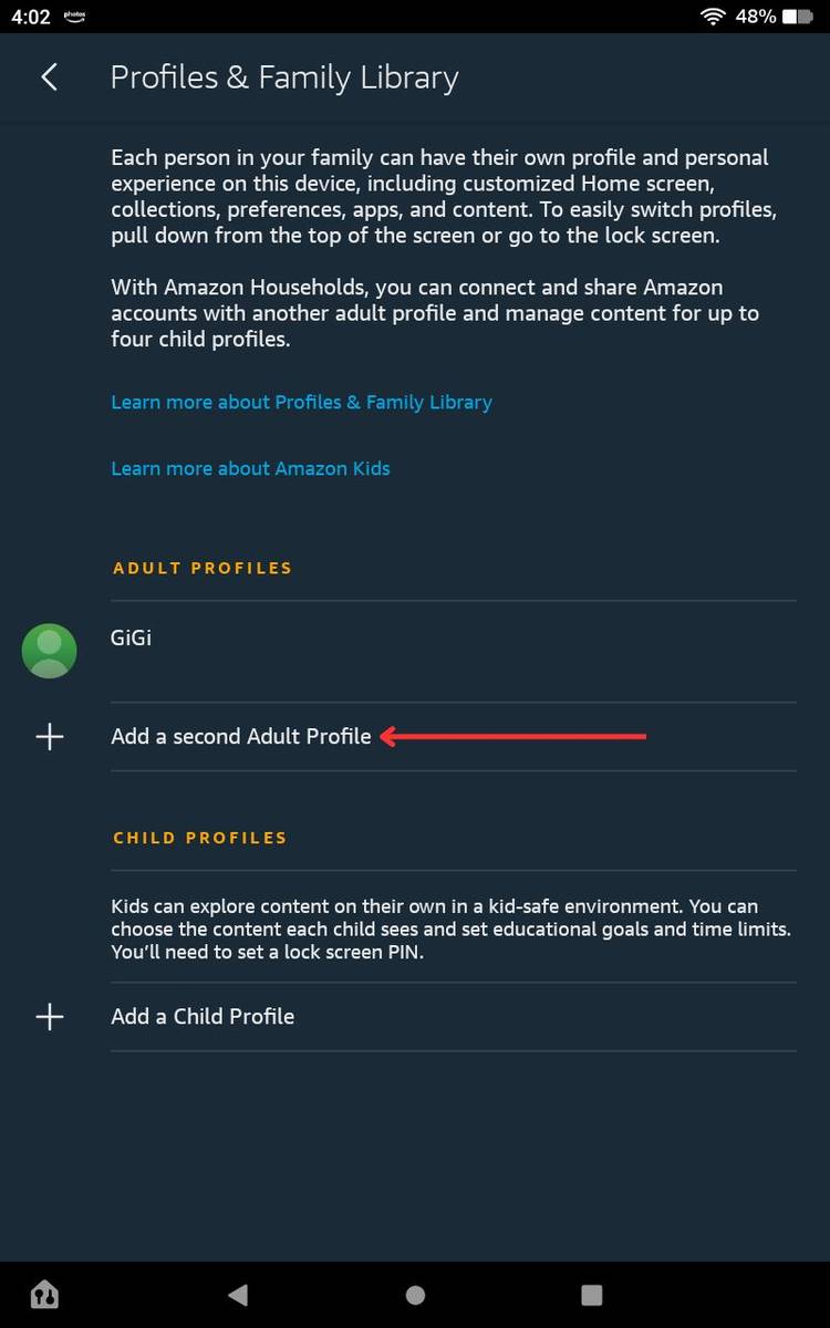 How to add a profile to your Amazon Fire tablet