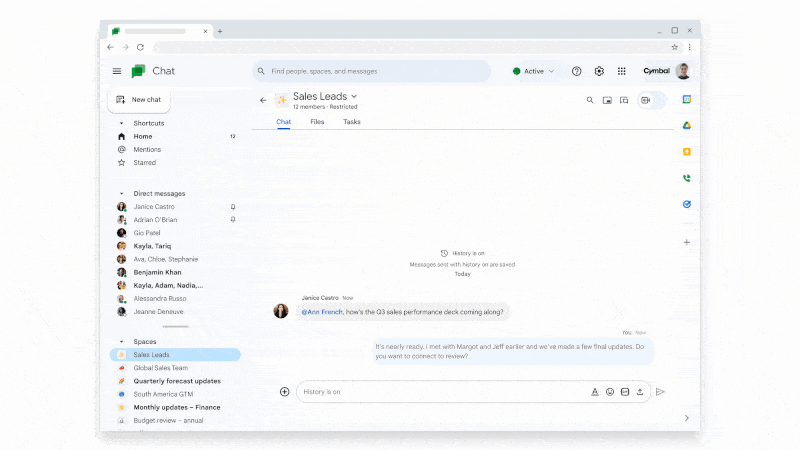 Google Chat's Slack-inspired redesign embraces useful AI features