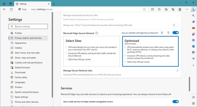 How to enable the VPN in Microsoft Edge