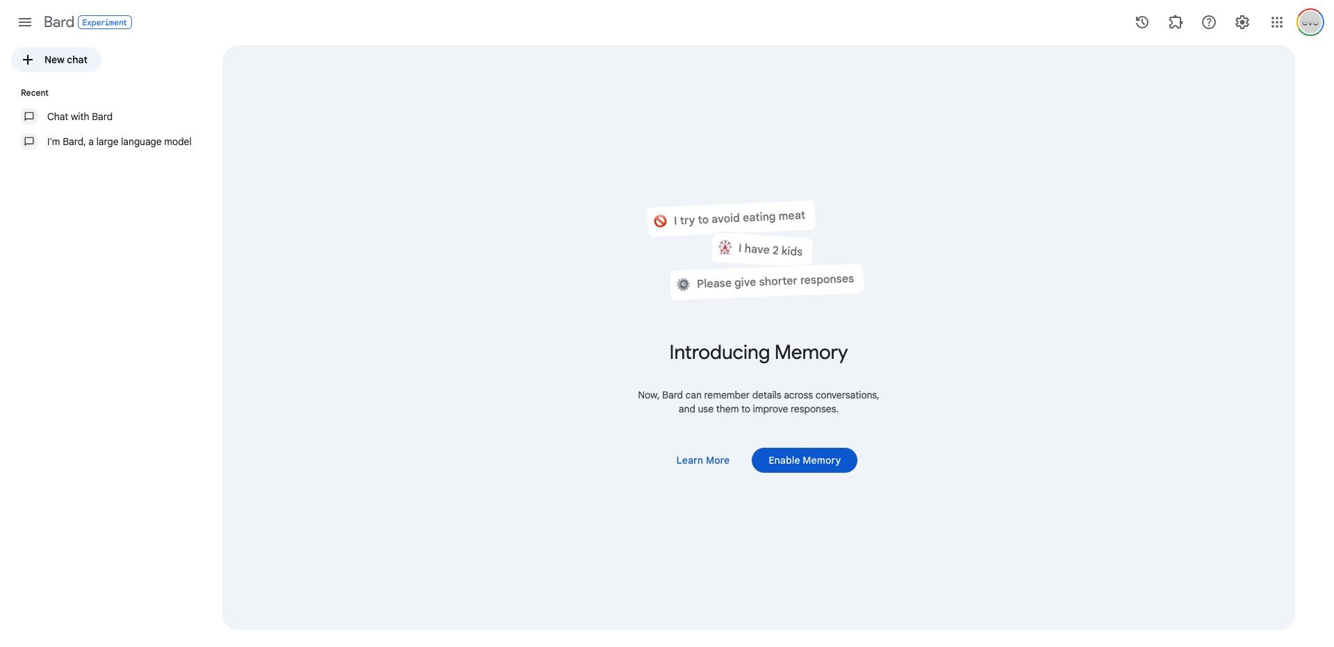 Google Bard is gaining a new 'Memory' toggle to remember key details