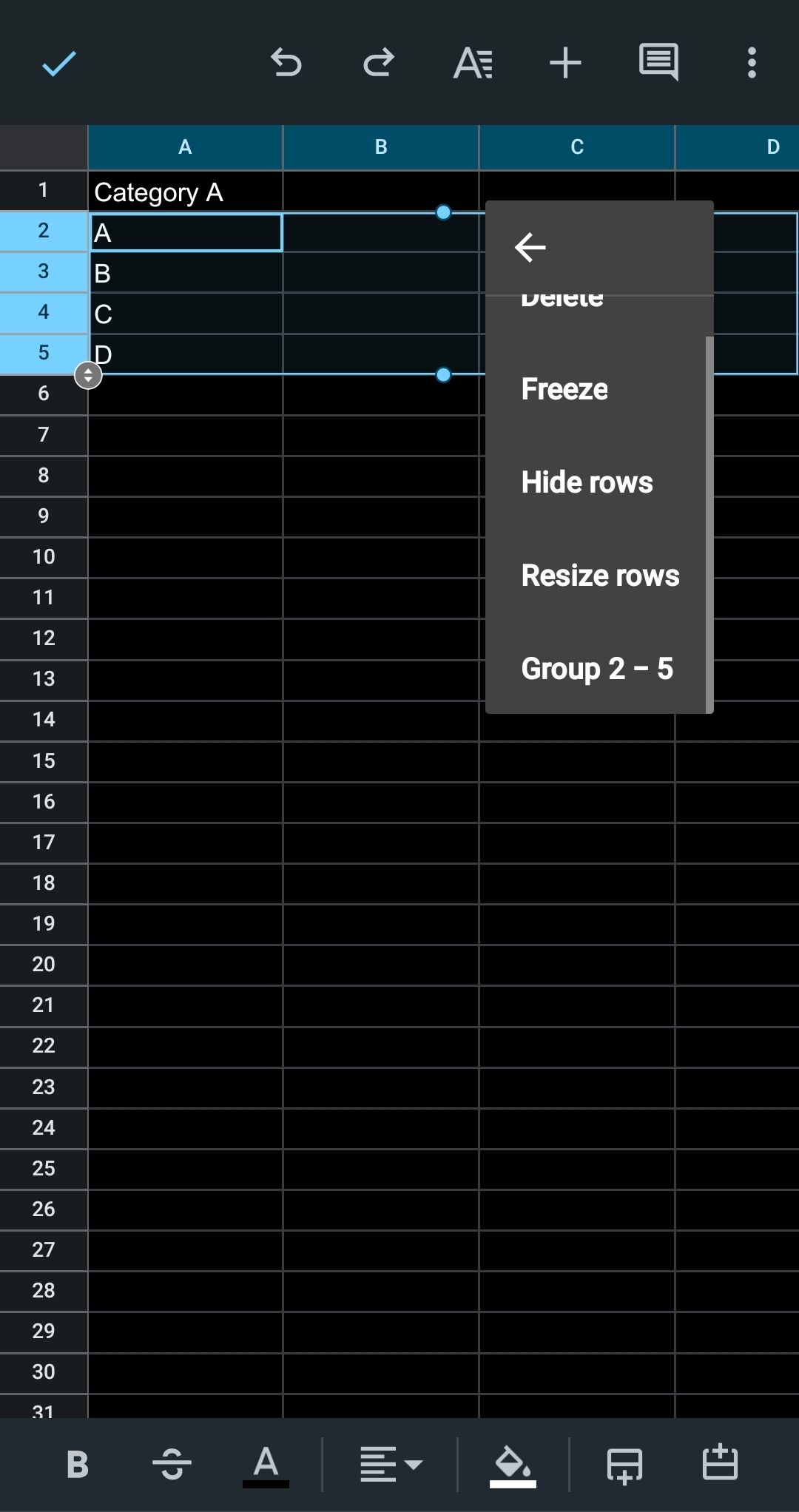 How to group rows or columns in Google Sheets