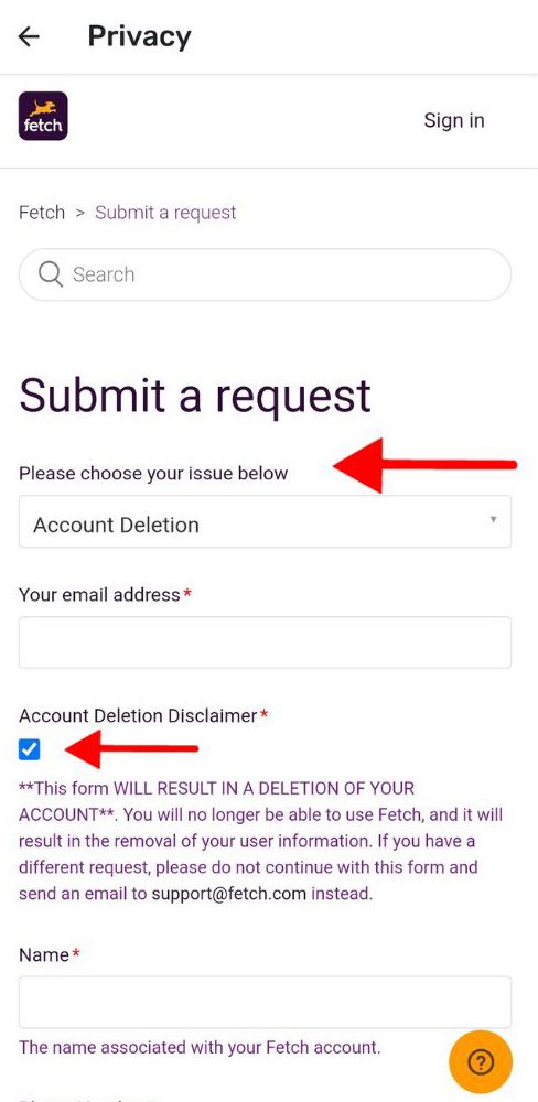 How to easily delete a Fetch rewards account