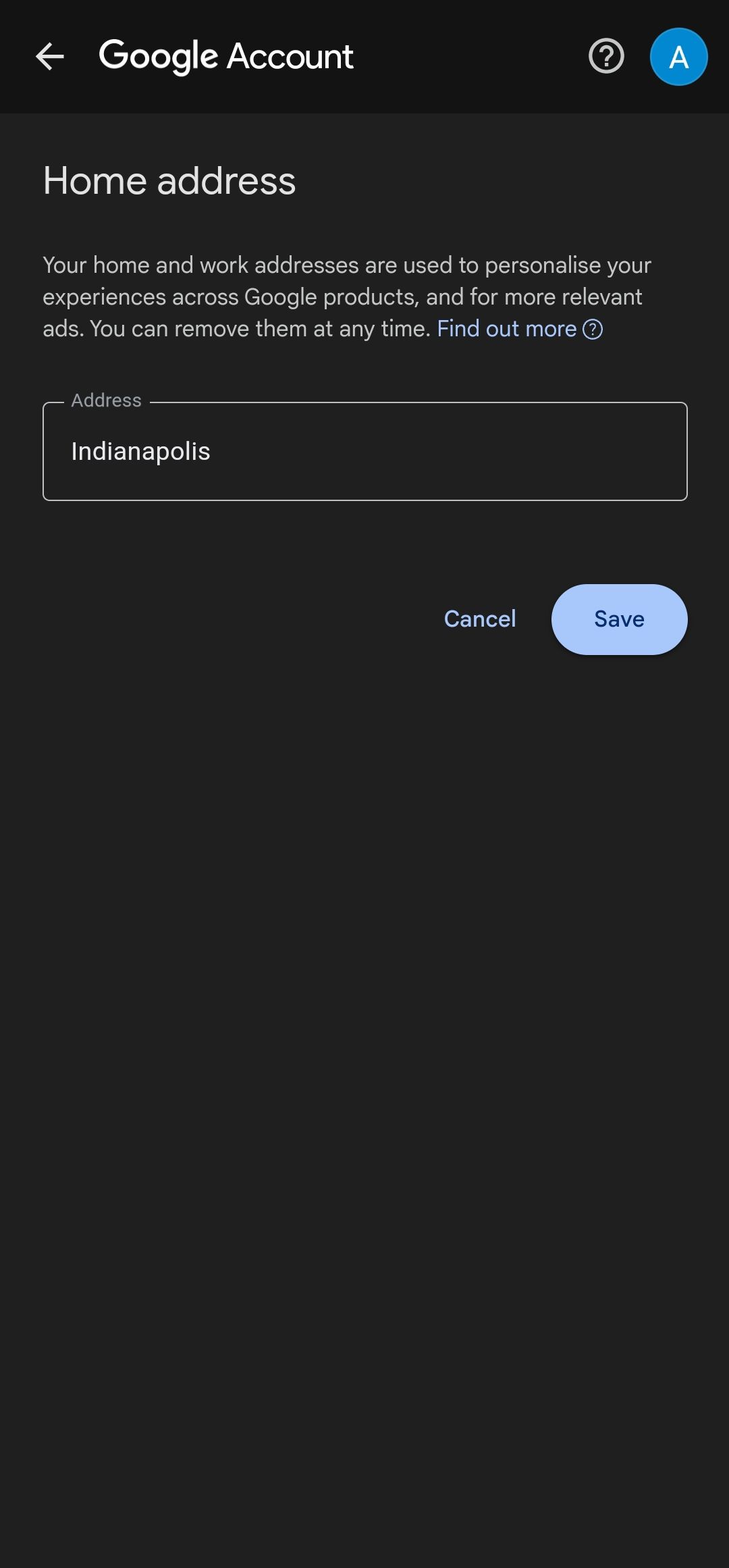How to change the home address in your Google account