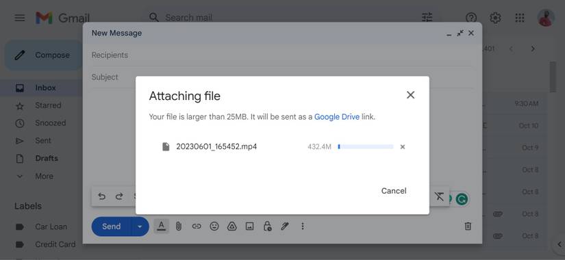 How to send large email files in Gmail