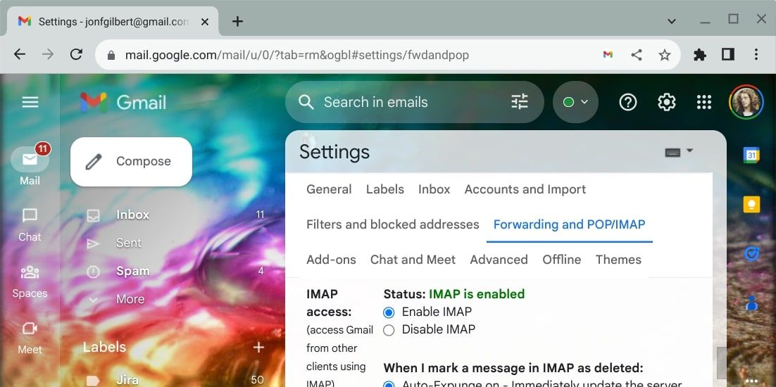 What is IMAP and how does it apply to Gmail?