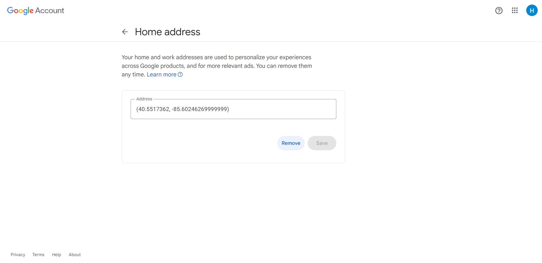 How to change the home address in your Google account