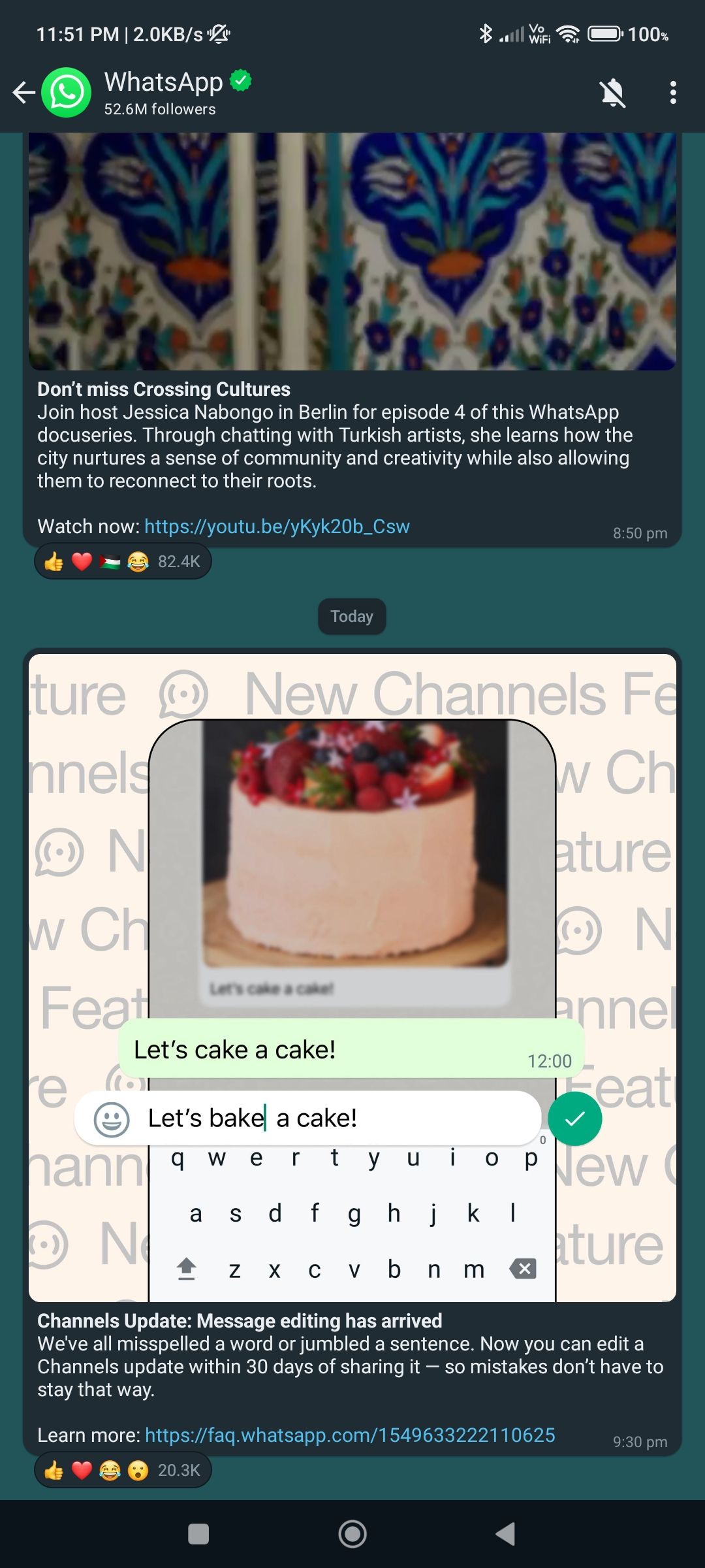 WhatsApp rolls out message editing feature for Channels