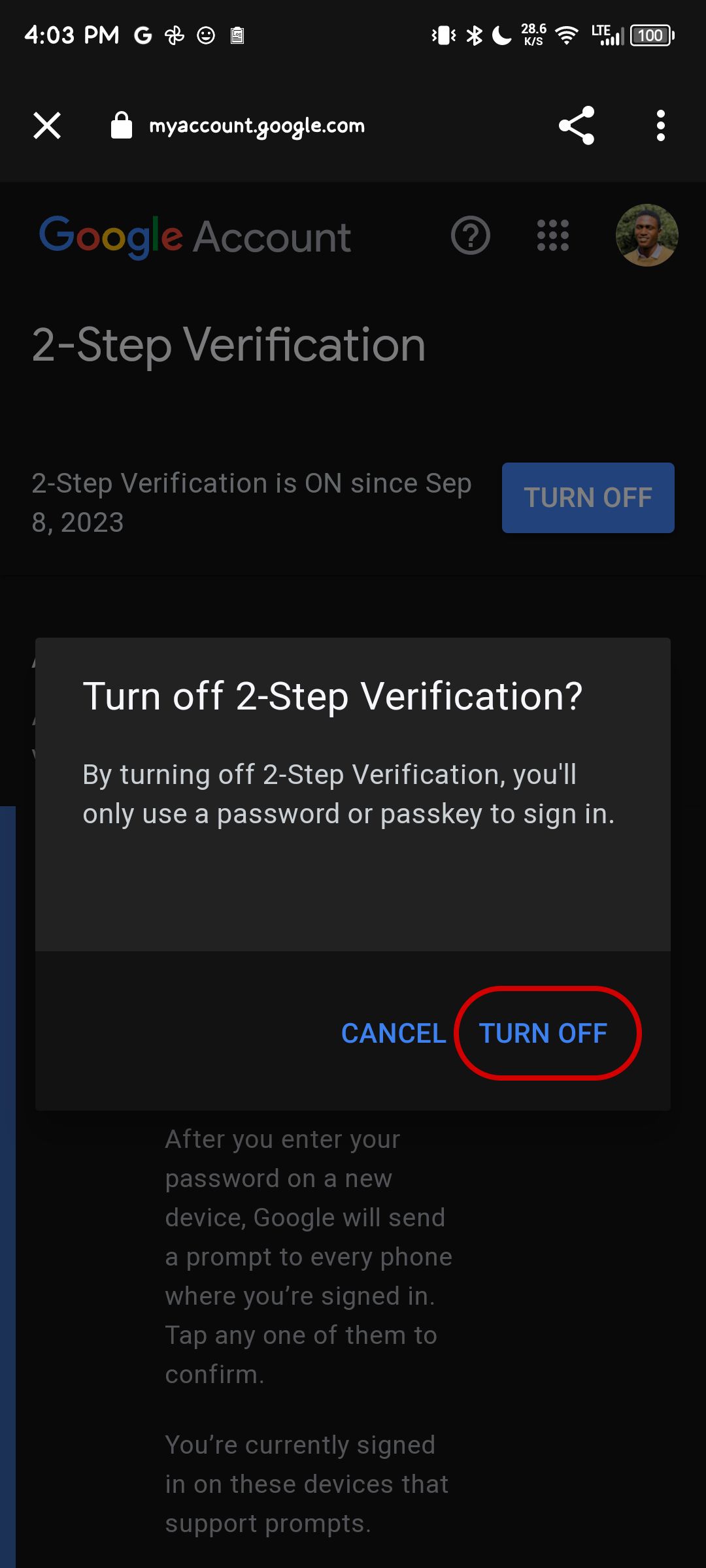 How to turn off Gmail's two-step verification
