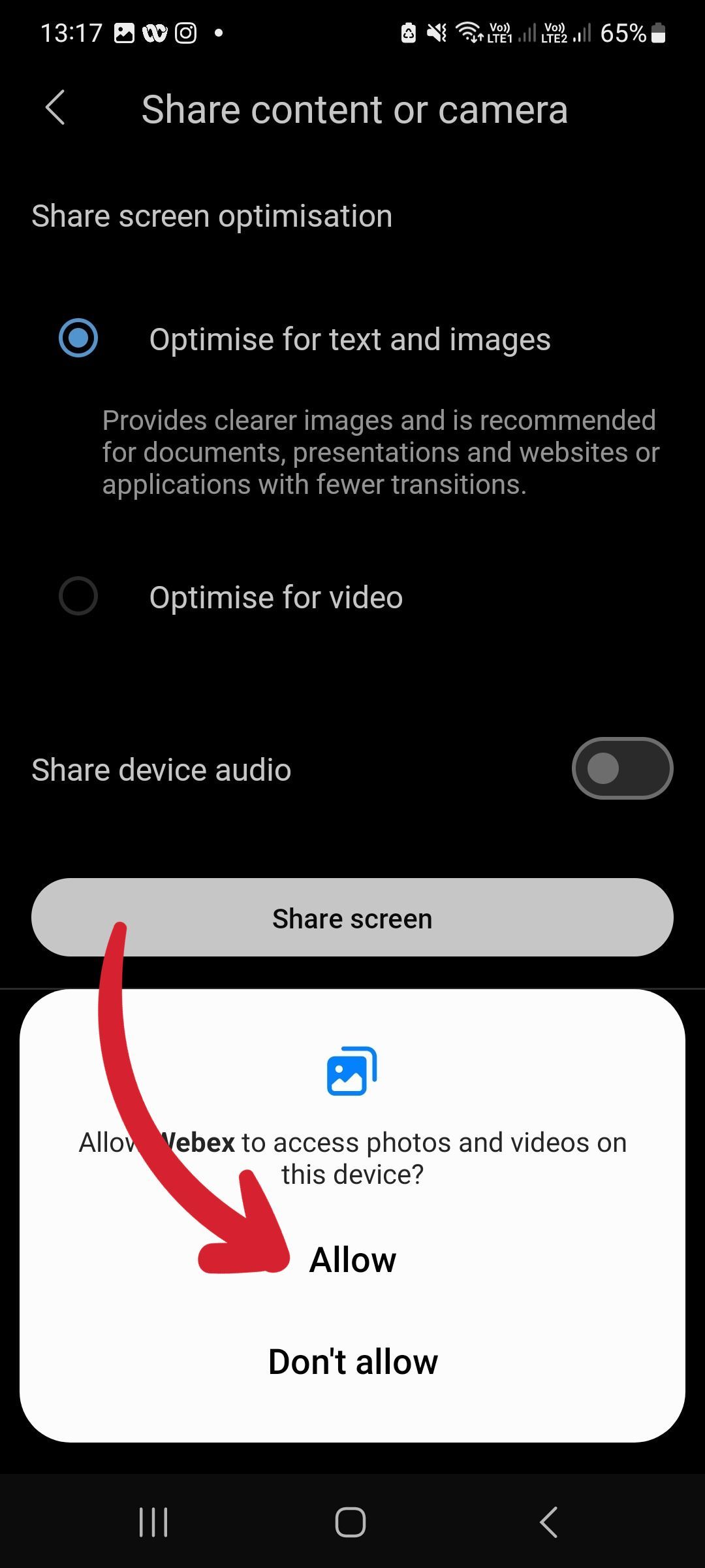 Webex: How to share your screen