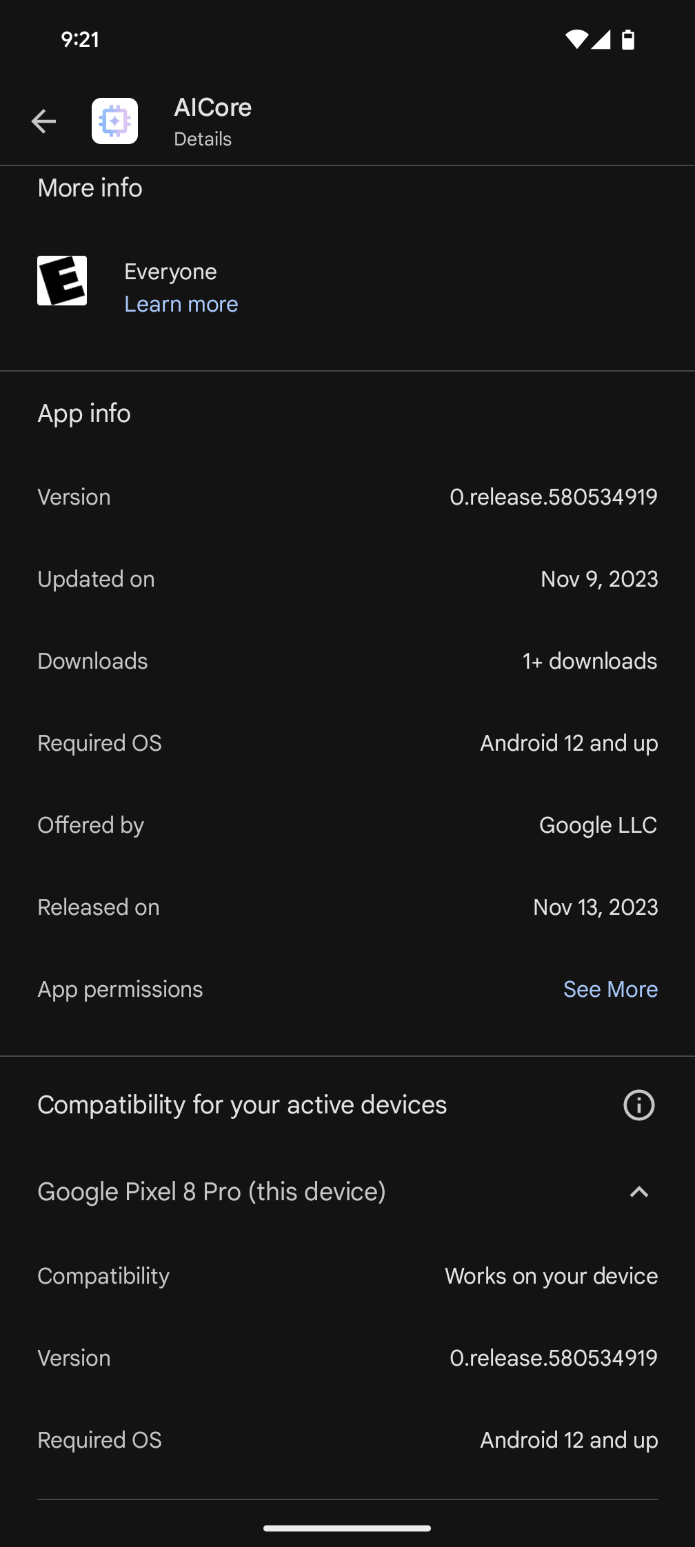 Android 14's mysterious AICore system app makes its debut on the Play Store