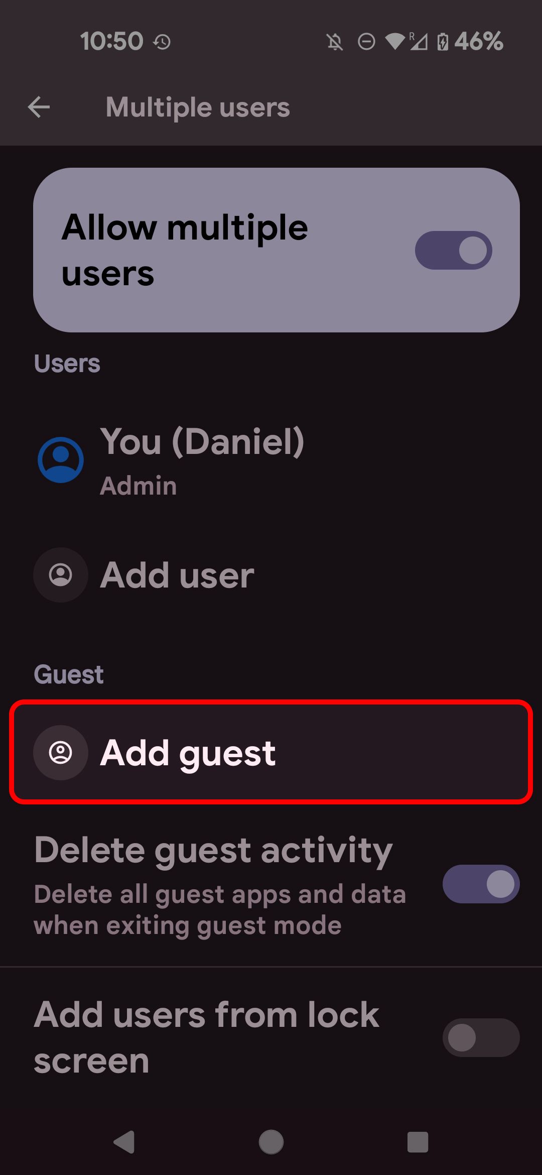 How to add profile icons with Guest Profiles in Android