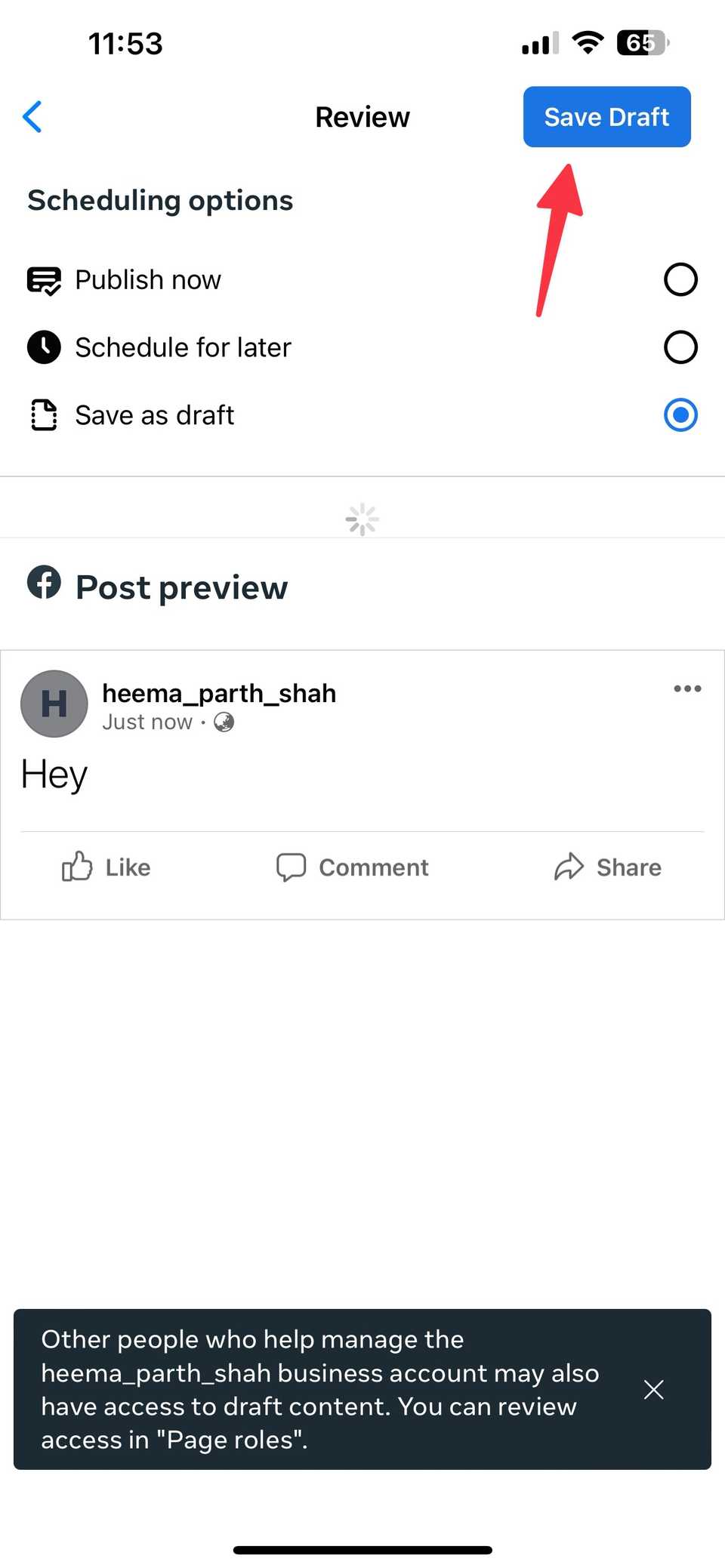 Facebook: How to find your post drafts