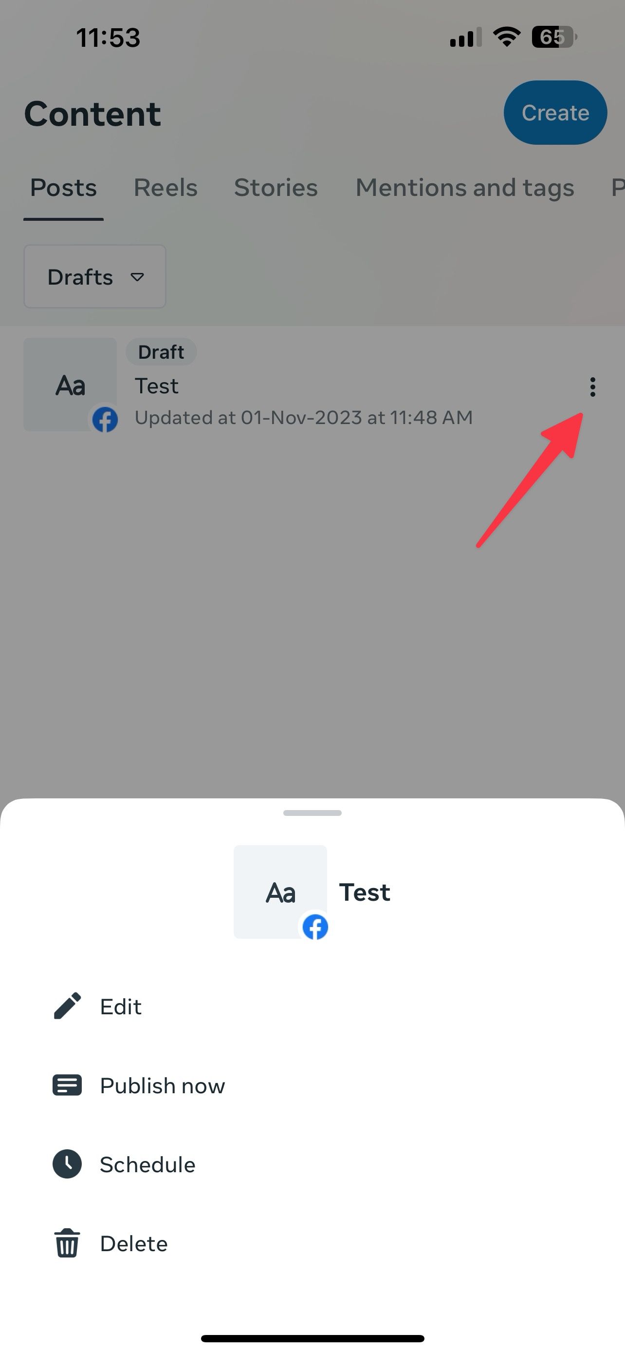 Facebook: How to find your post drafts