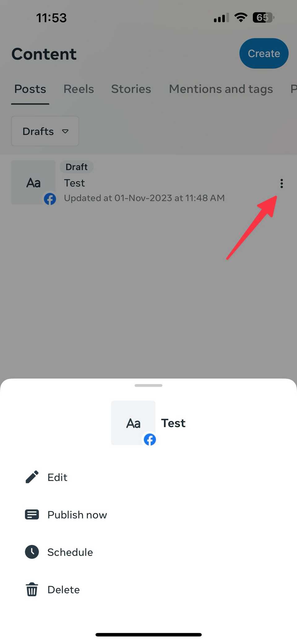 Facebook: How to find your post drafts