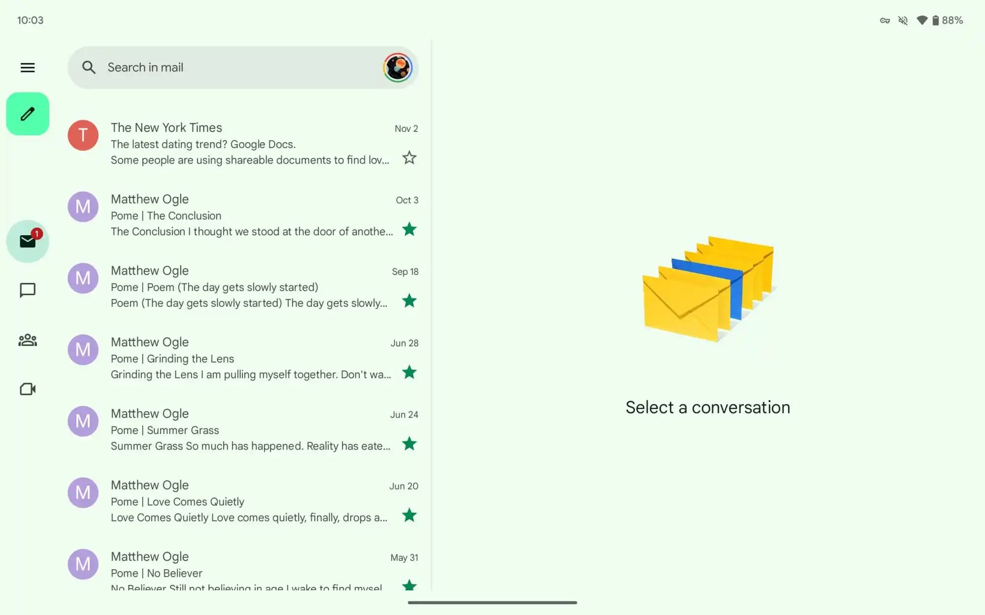 Redesigned Gmail app for tablets makes better use of horizontal space