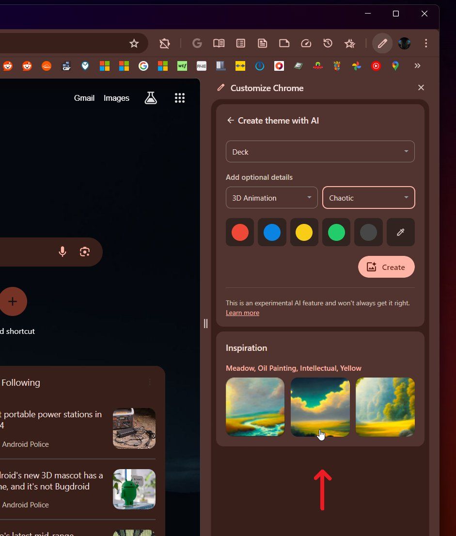 Google Chrome's AI themes could use inspirational scenes to help you ...