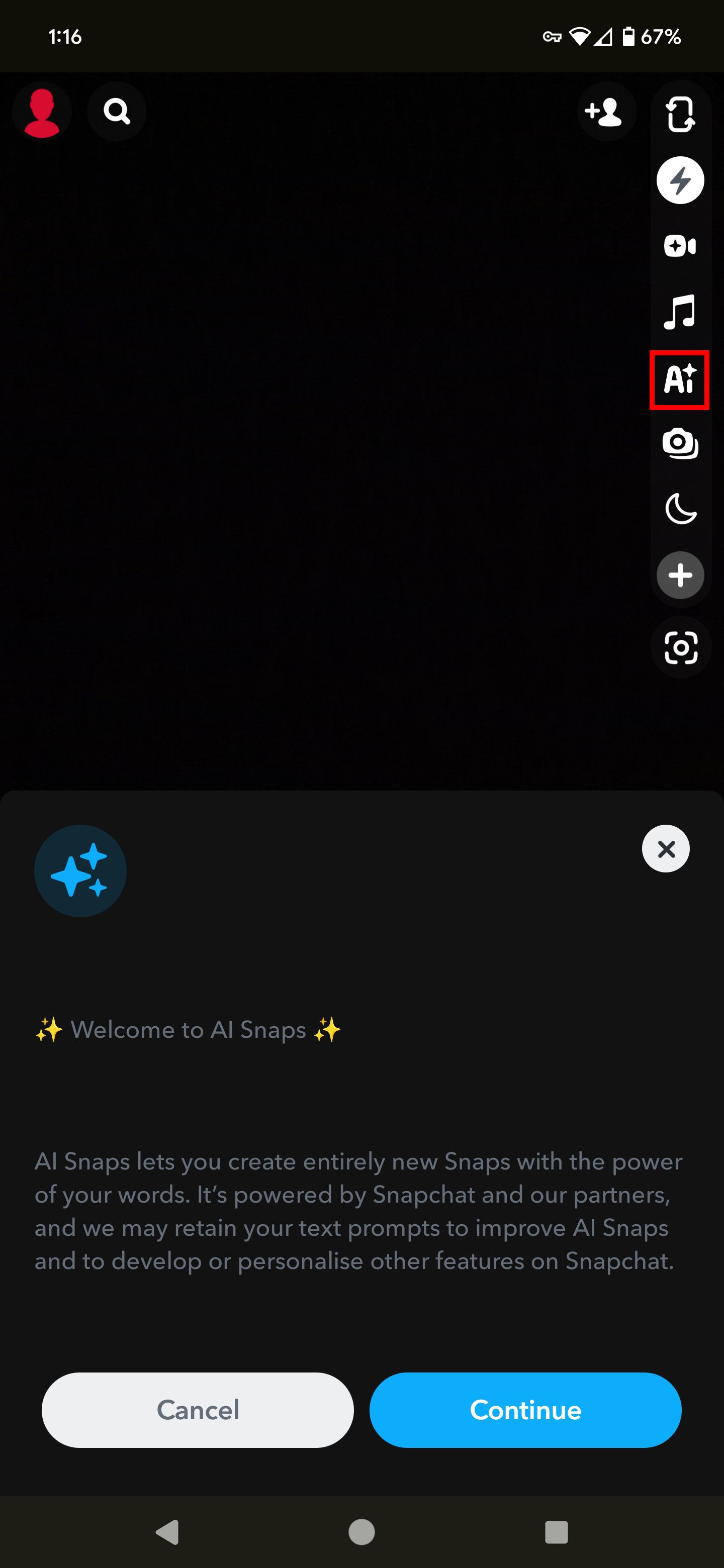 SnapChat+: How to create and share AI images