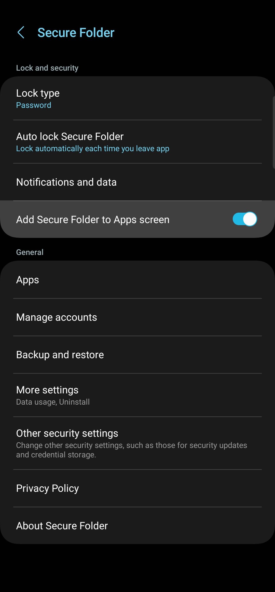 Where's the Secure Folder in the Samsung Gallery app?