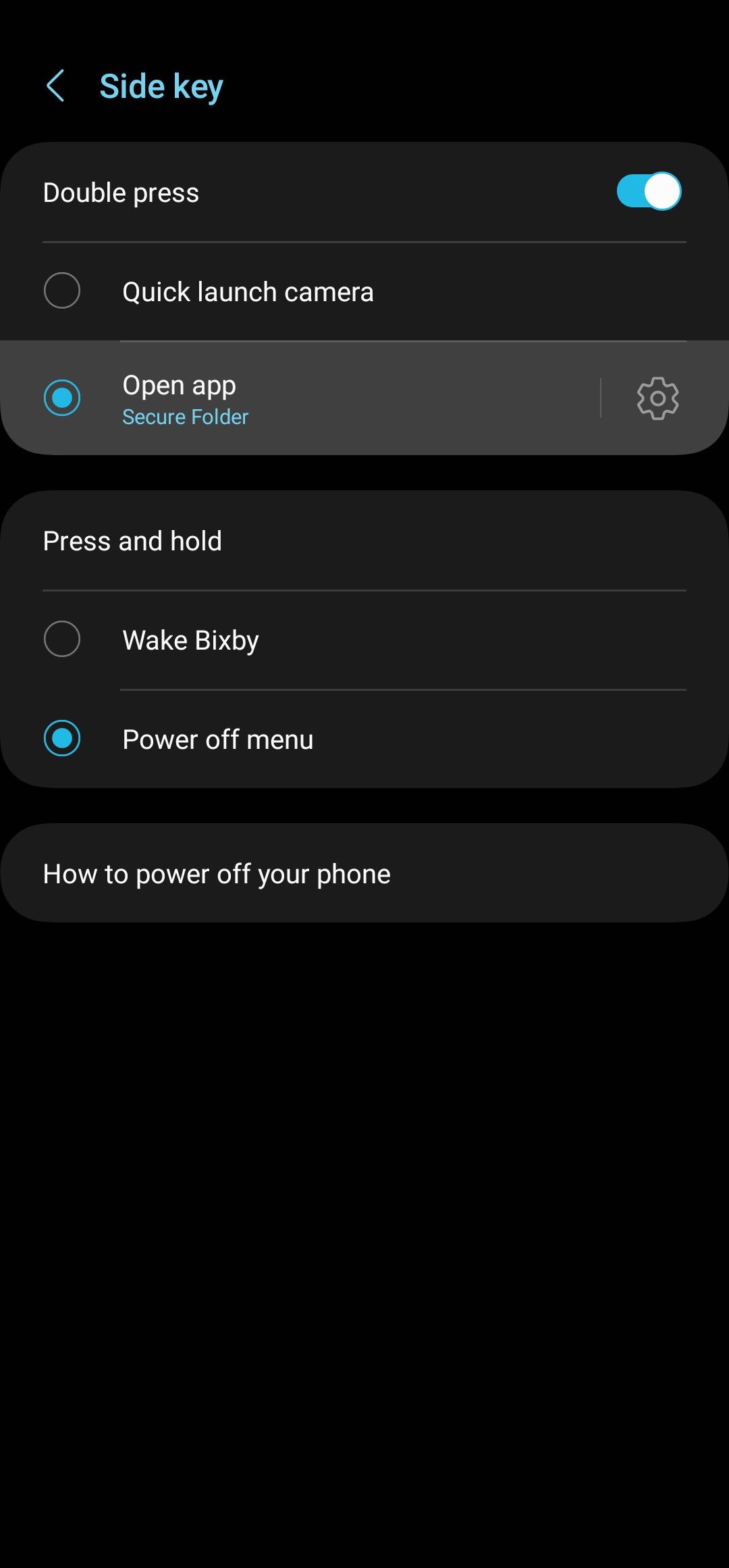 Where's the Secure Folder in the Samsung Gallery app?