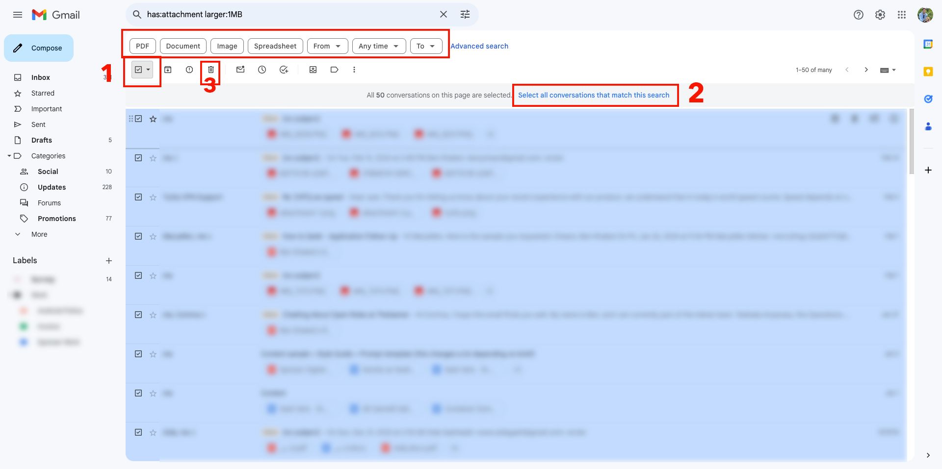 Gmail: How to mass delete old email messages