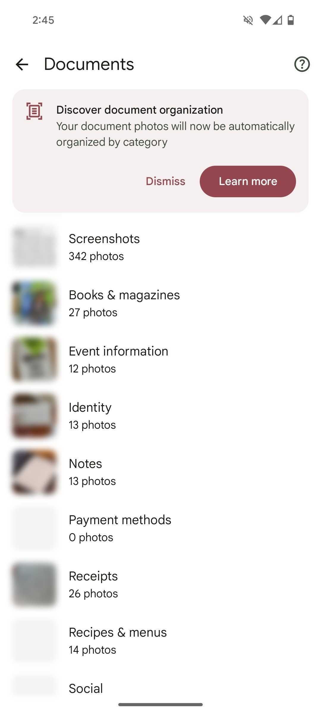 Expanded Google Photos document categorization options rolling out now