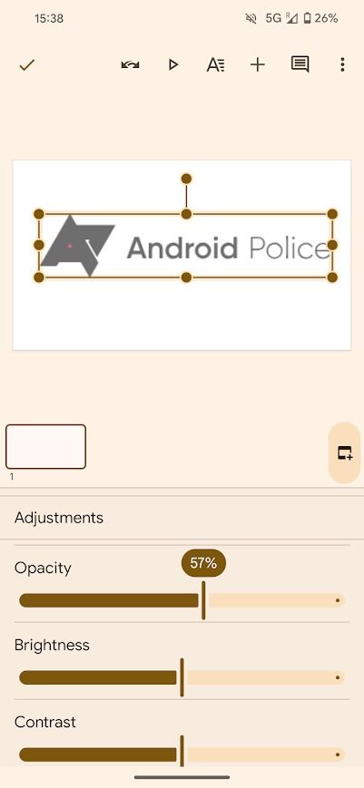 Google Slides: How to change the opacity of an image