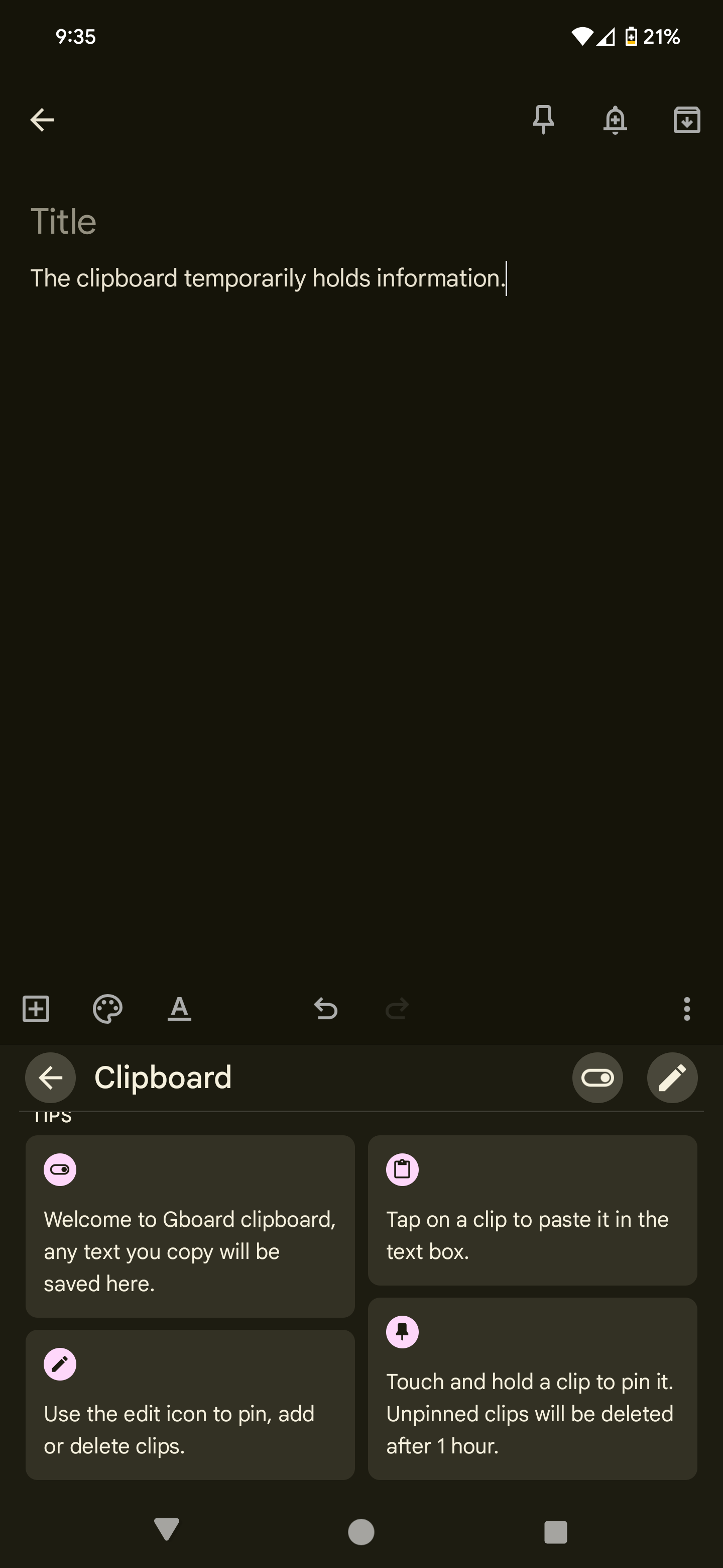 Where to find your phone's clipboard