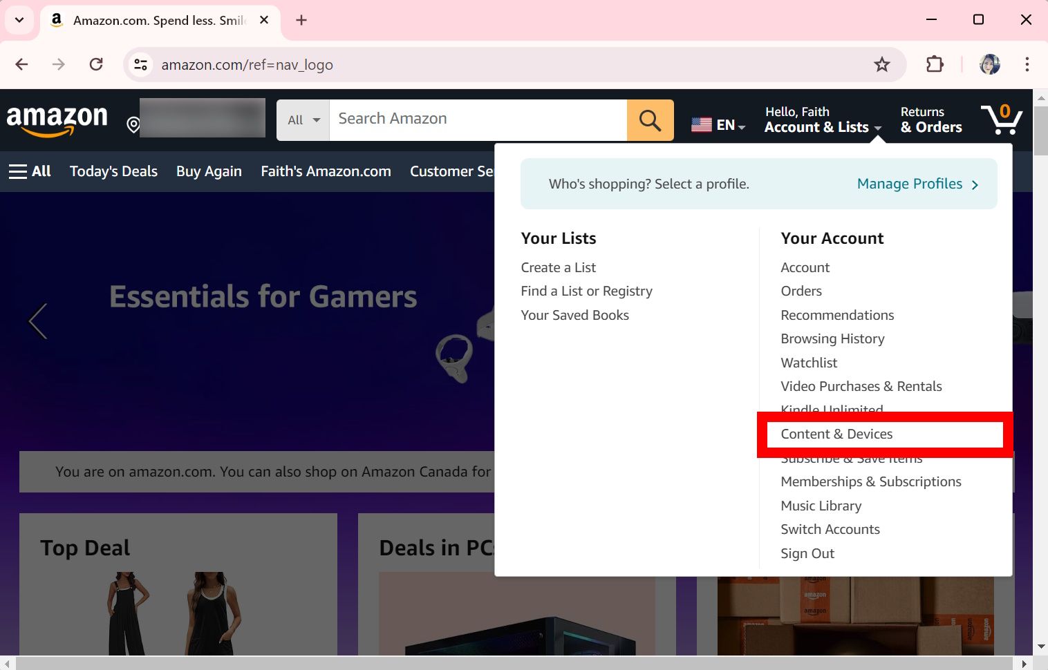Amazon: How to change your country