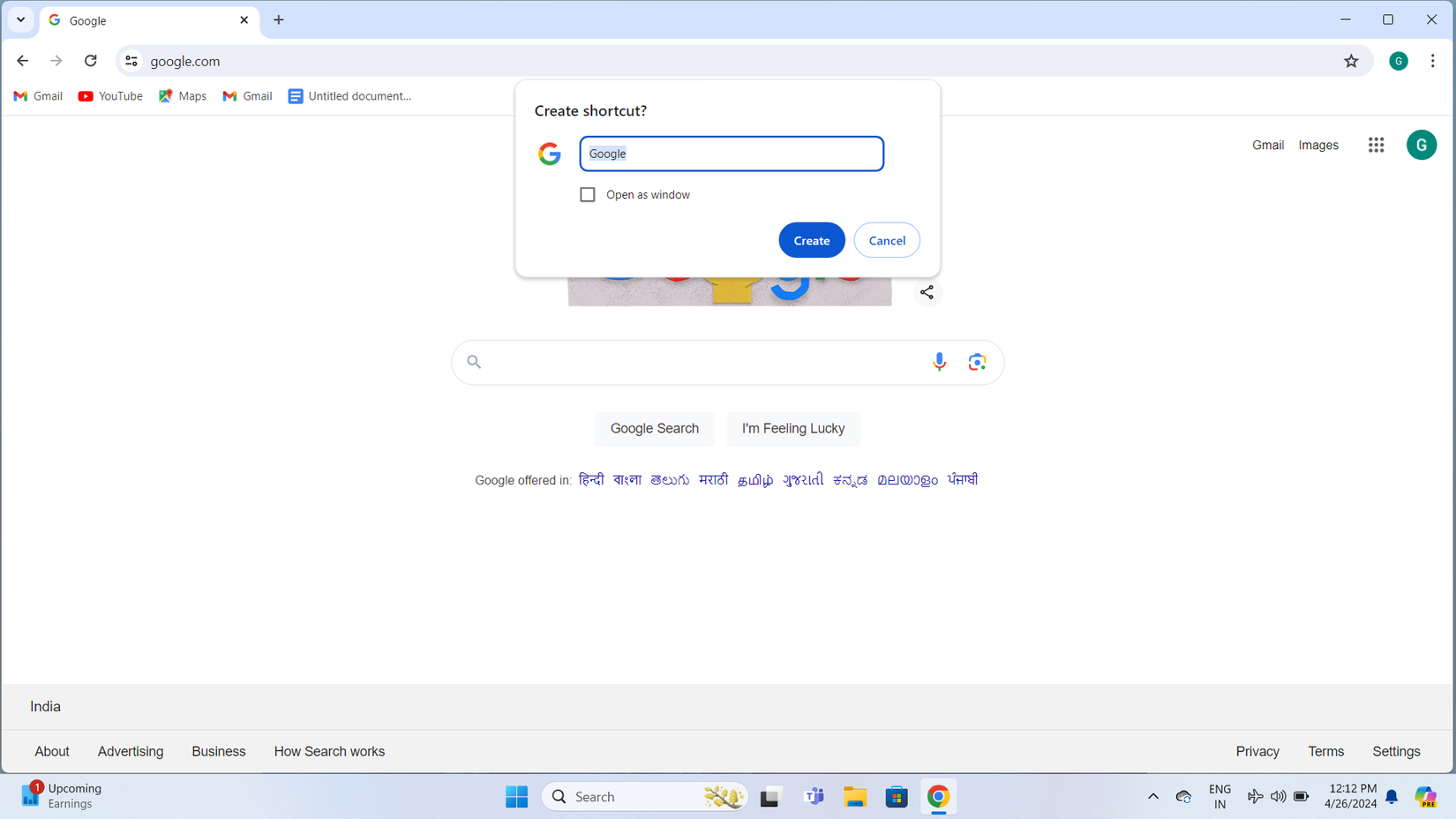 How to Google to your Windows taskbar