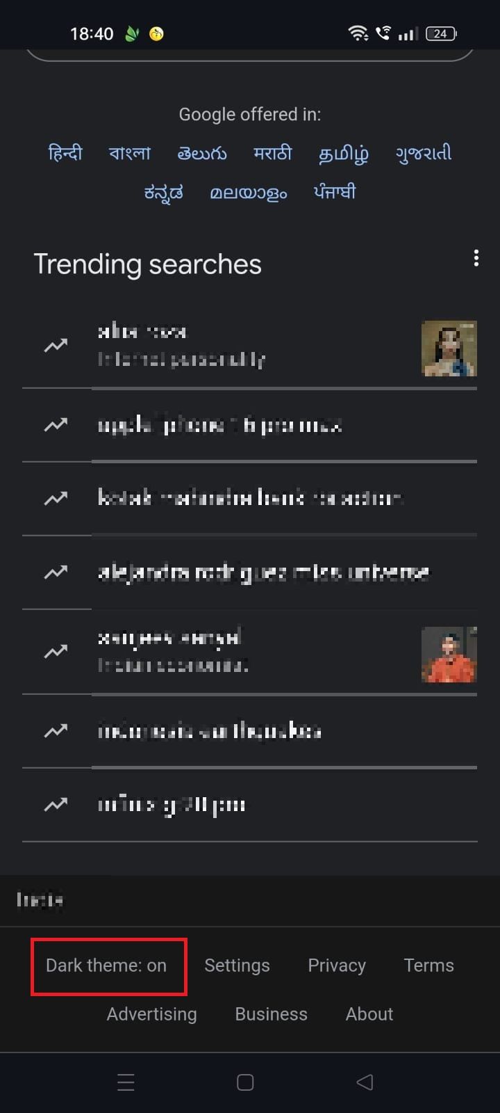 How to turn off Google Search's dark mode