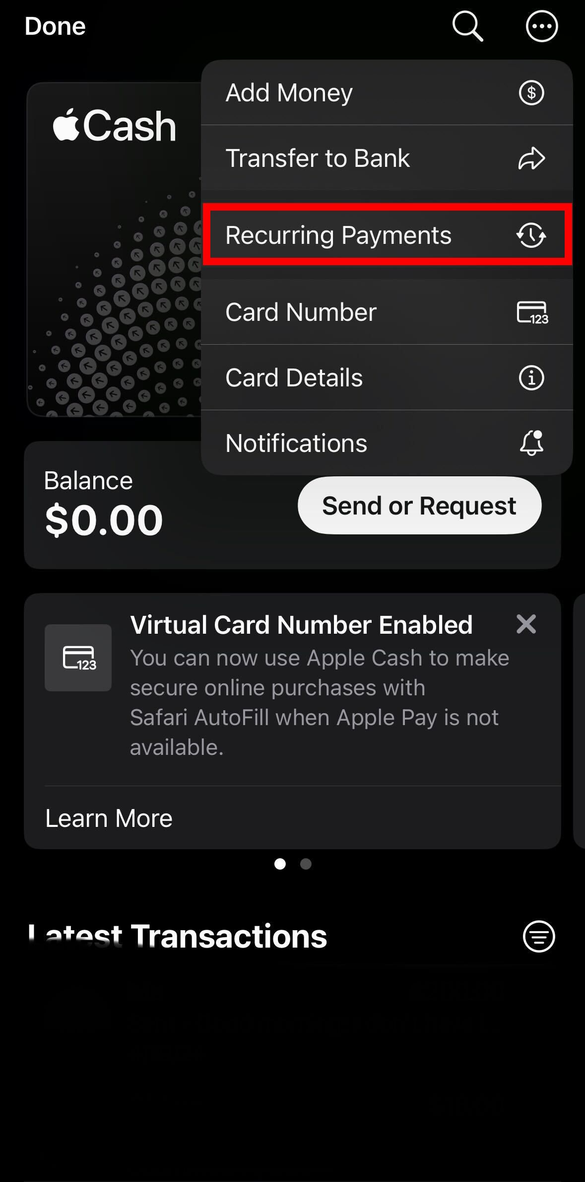 Apple Wallet: How to add recurring payment using Apple Cash