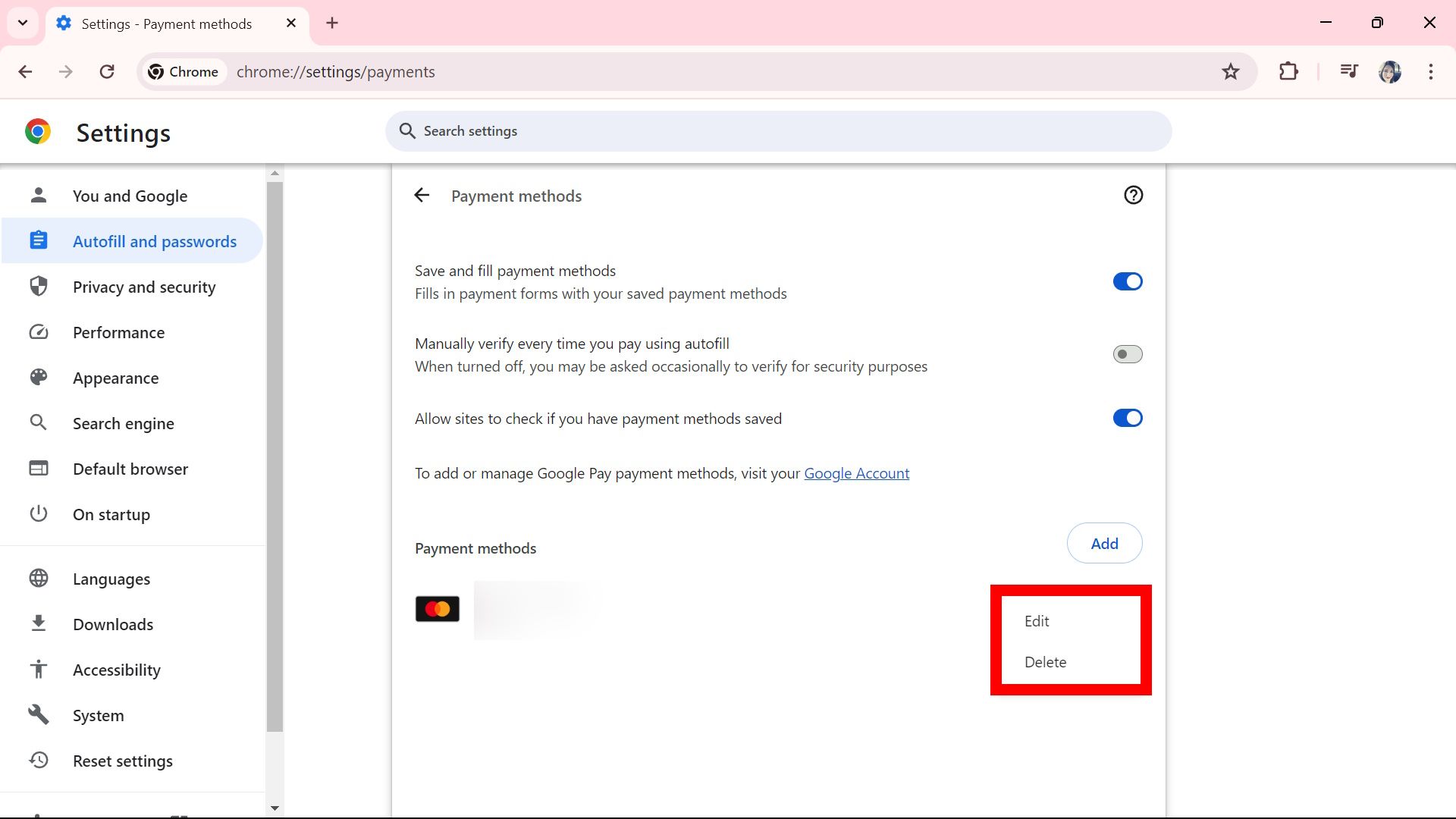Google Chrome: How to manage your payment methods
