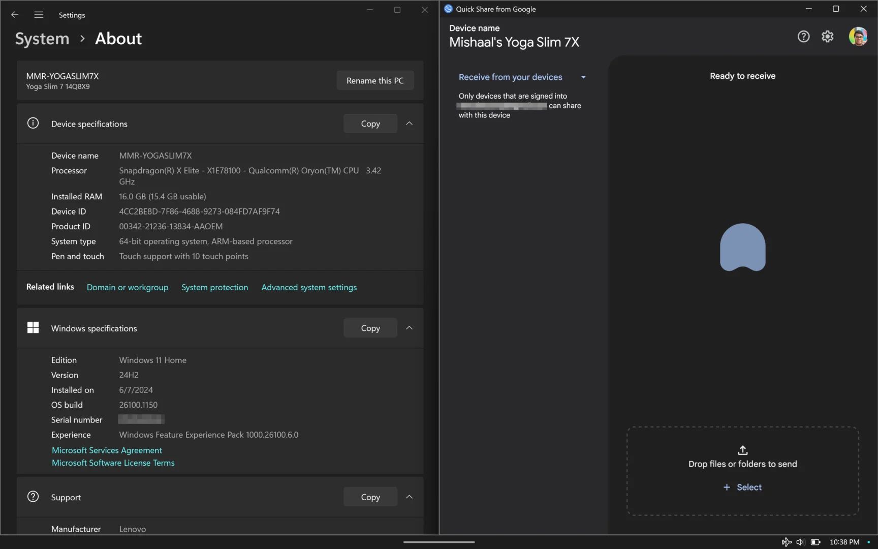 Google's Quick Share app for Windows works on the new ARM Copilot Plus PCs