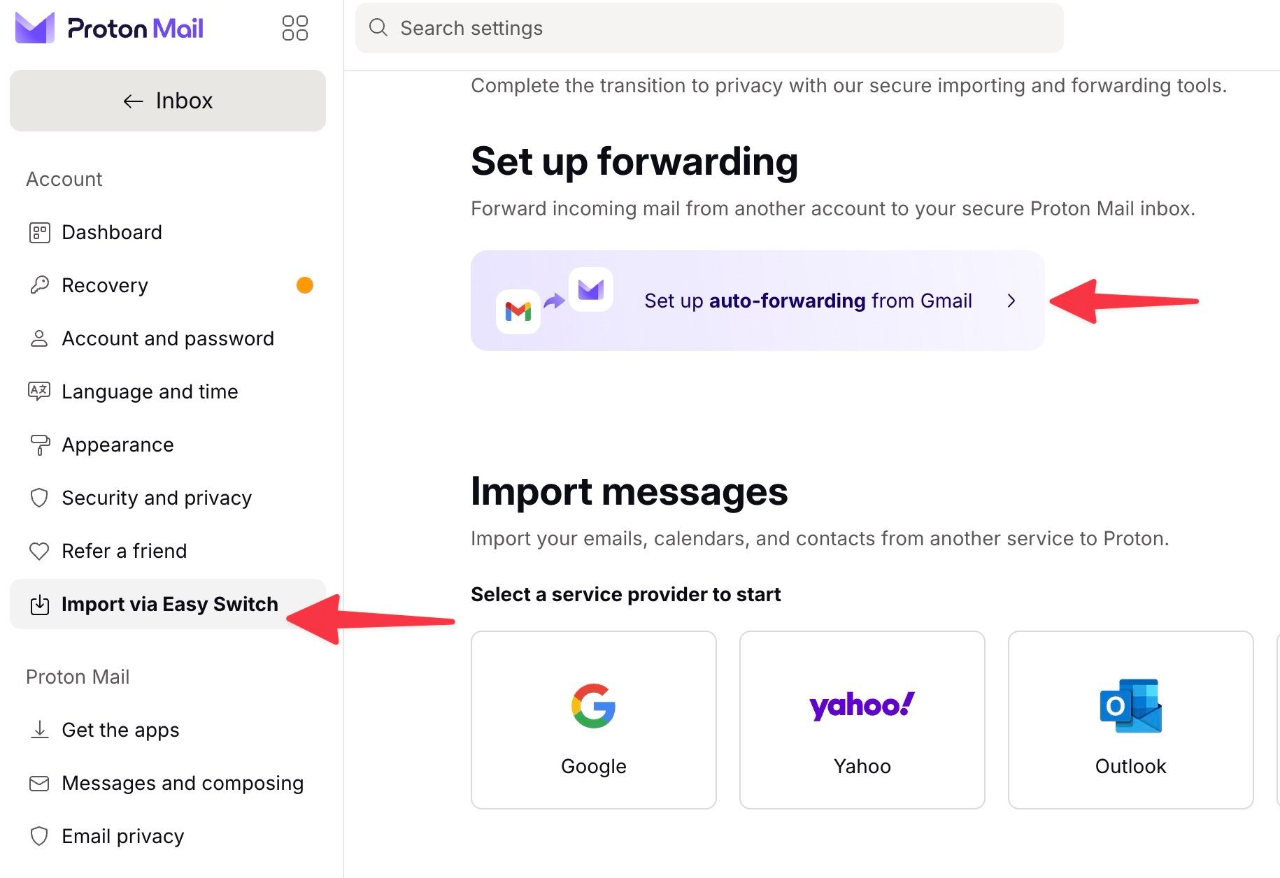 How to forward your Gmail messages to Proton Mail