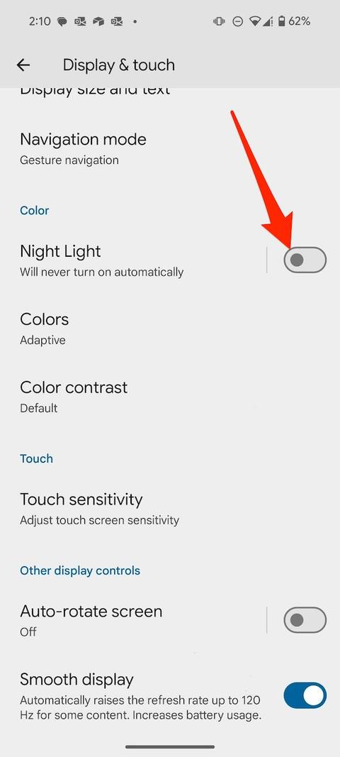 How to turn blue light filter on or off on Android