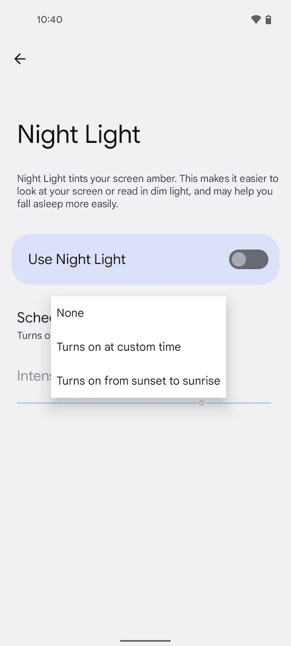 How to turn blue light filter on or off on Android