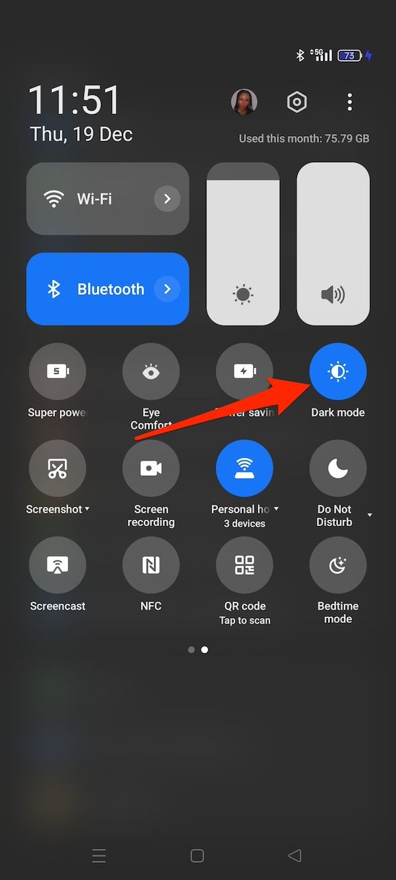 How to turn blue light filter on or off on Android