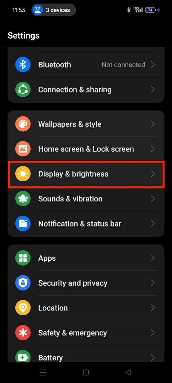 How to turn blue light filter on or off on Android