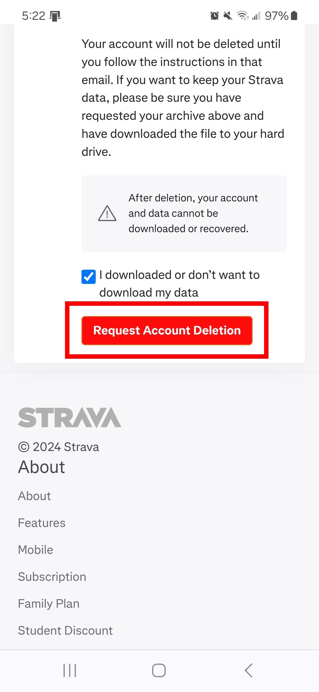 Strava: How to delete your account
