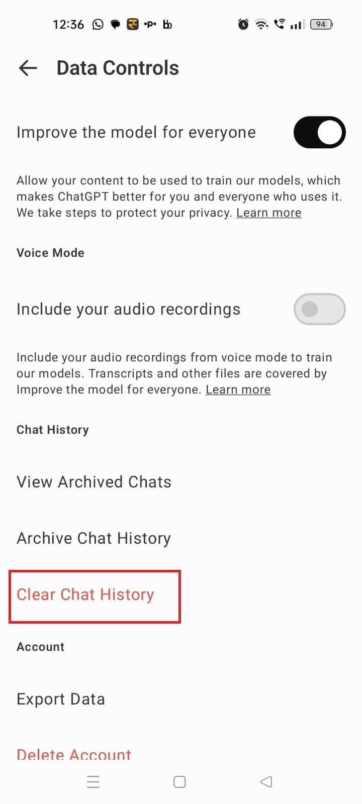 ChatGPT: How to remove your recent activity