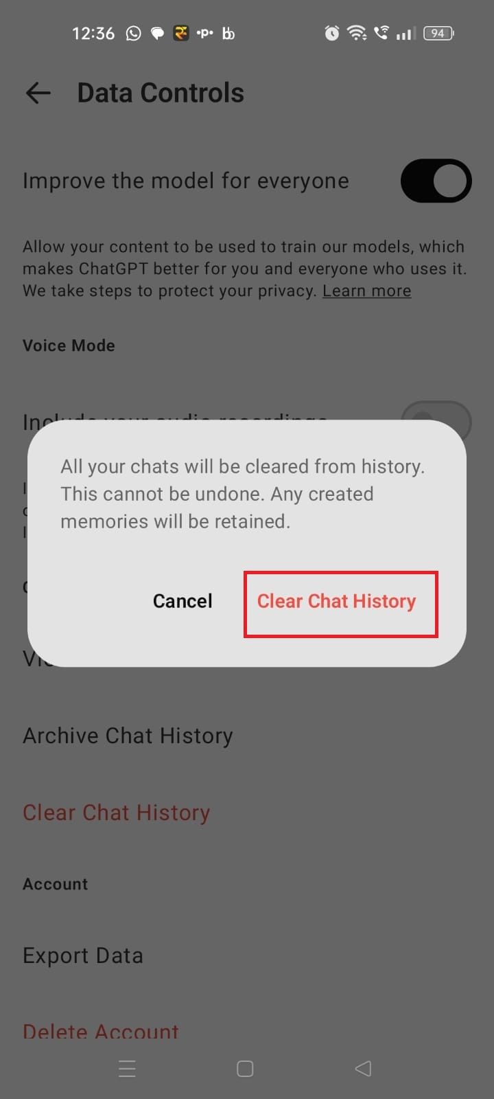 ChatGPT: How to remove your recent activity