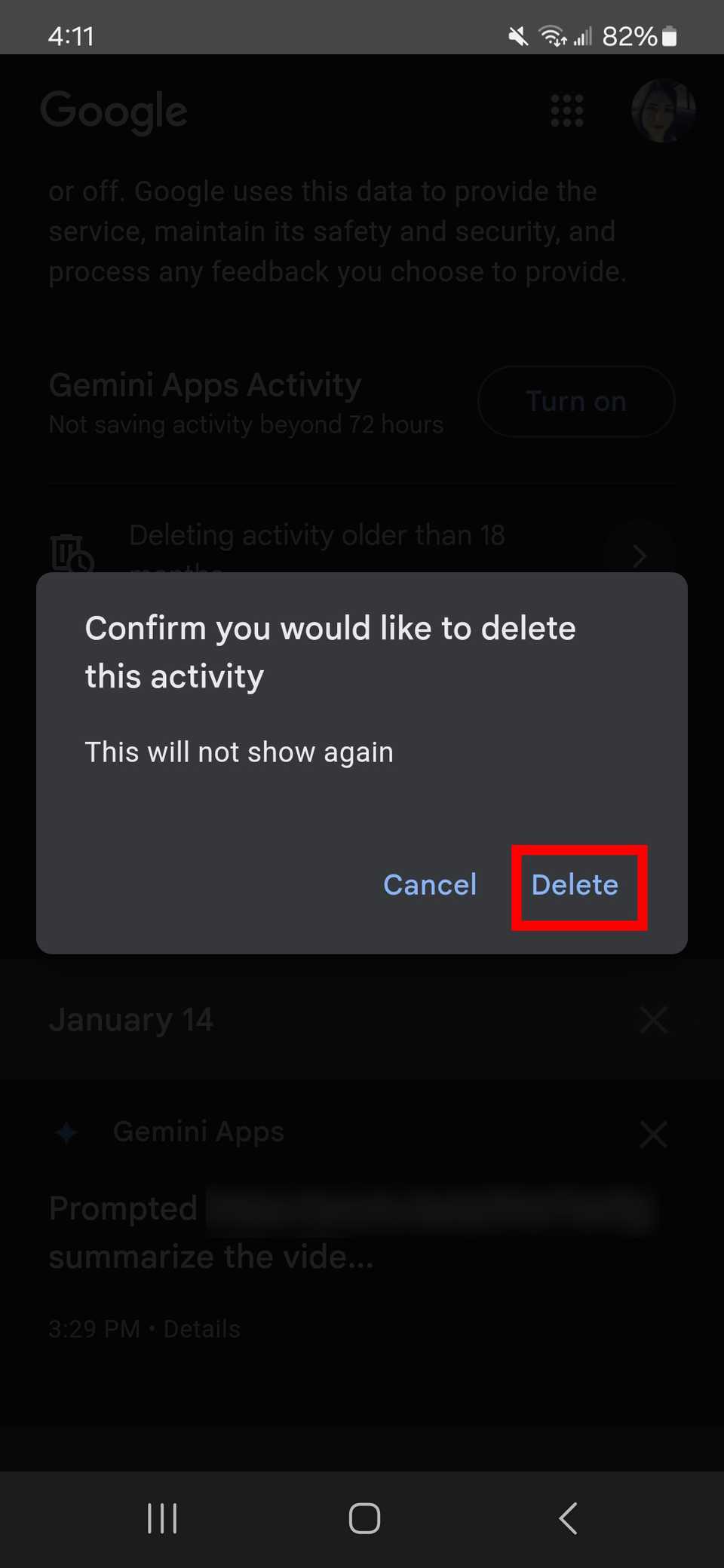 Google Gemini: How to delete your activity