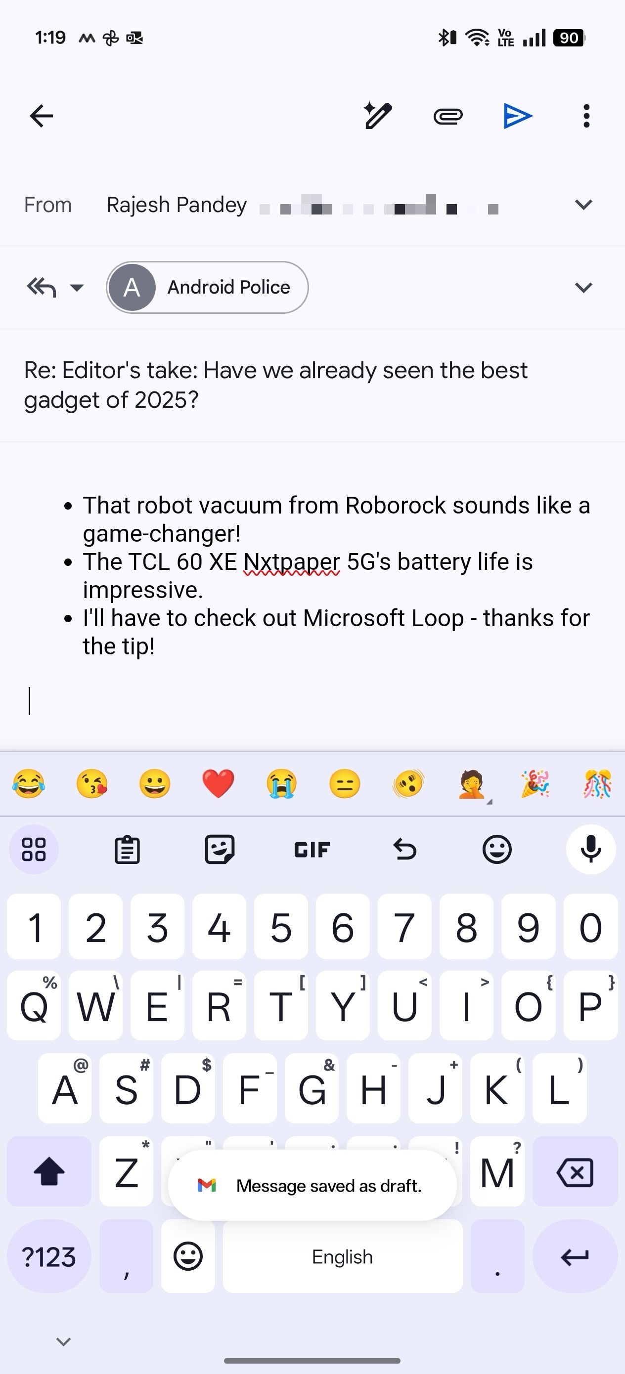 Inserting Gemini-suggested email replies just got easier in Gmail for Android